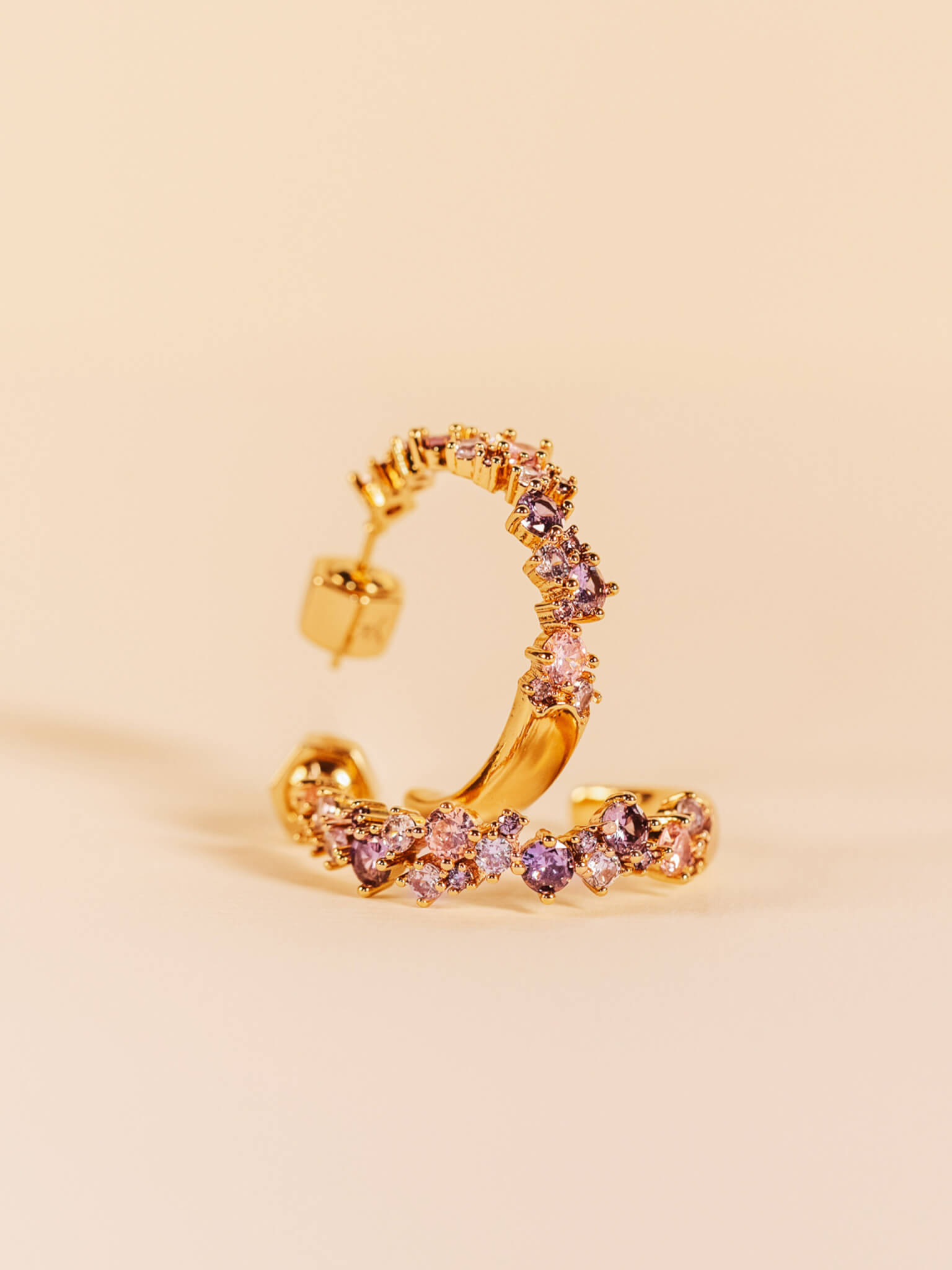 Meadow avantgarde earrings - Pink amethyst - Ylva Li